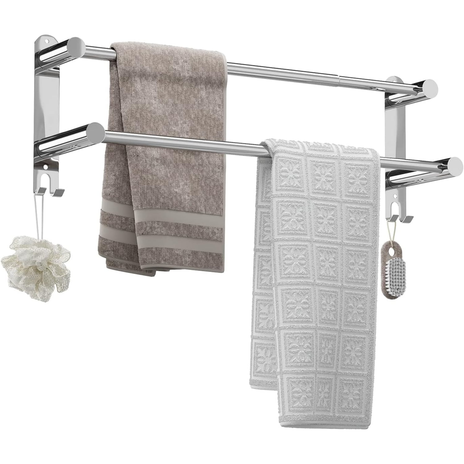 GoXteam Retractable Towel Racks 17-31 Inch Drill & Adhesive Dual ...