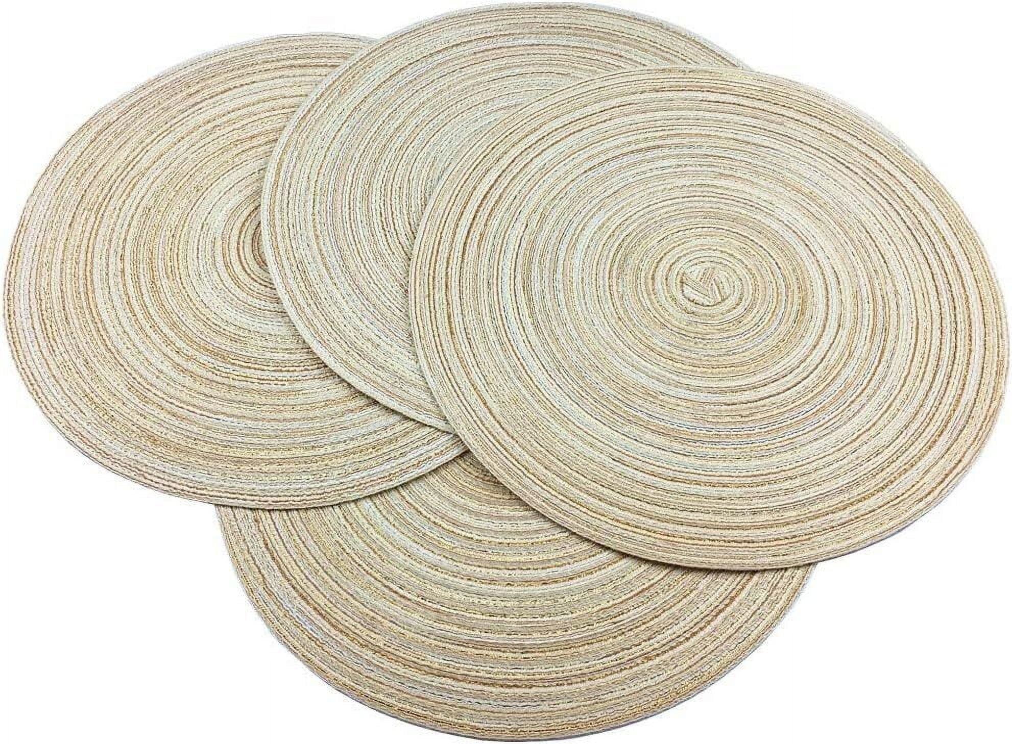 GoXteam Round Woven Placemats, 4 Pcs, 15" Braided Woven Placemats ...