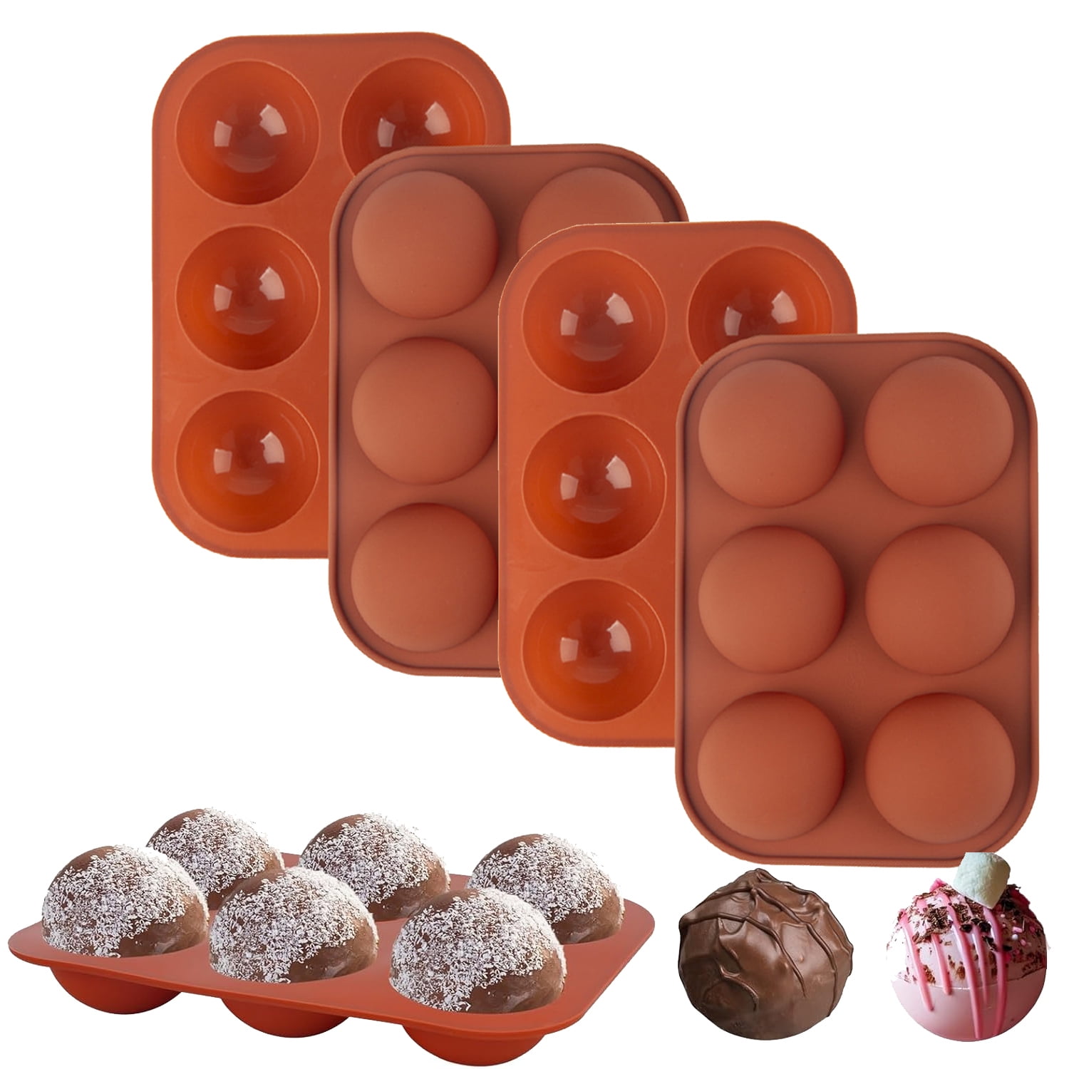 GoXteam Silicone Molds for Chocolate, 4 Pack 6 Cavity Cake Baking ...