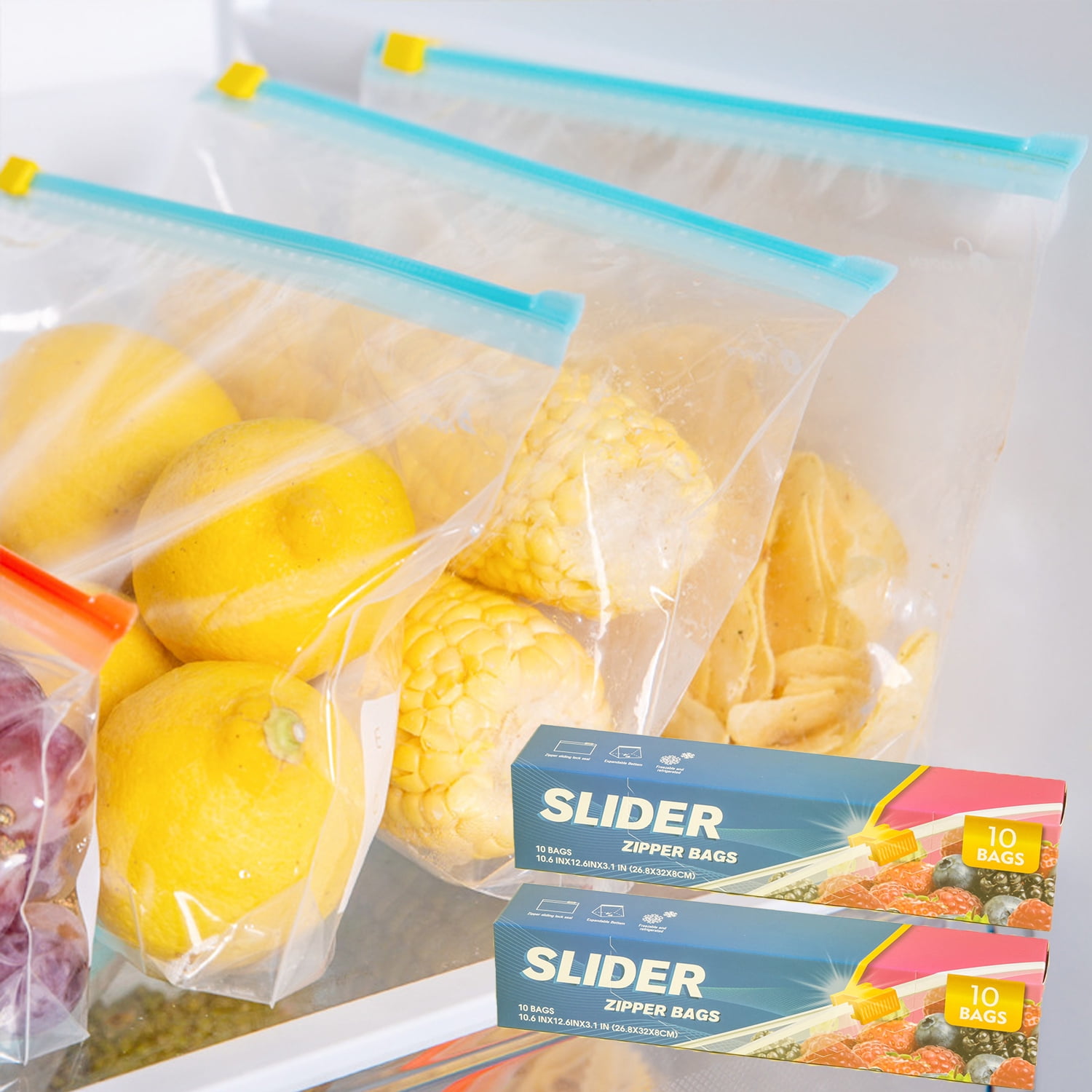 GoXteam Slider Food Storage Freezer Bags, Stand and Fill Expandable ...