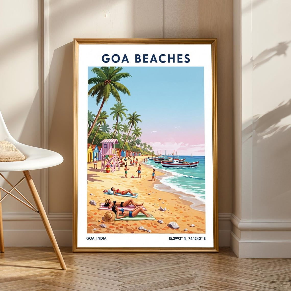 Goa Beaches Vintage Gouache Print: Indian Coastal Tropical Art ...