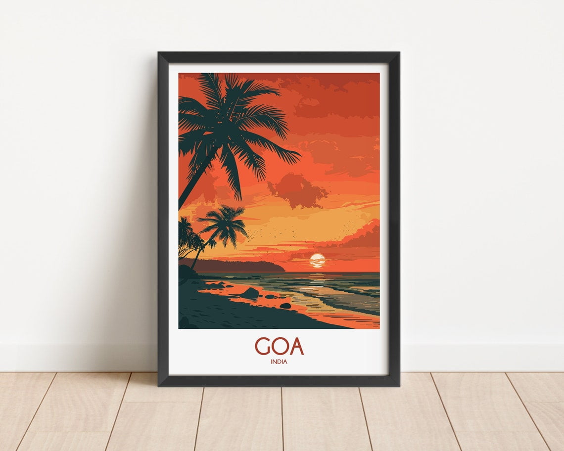 Goa Poster India Scenic Coastal Wall Art Decor, Unframed Canvas Size ...