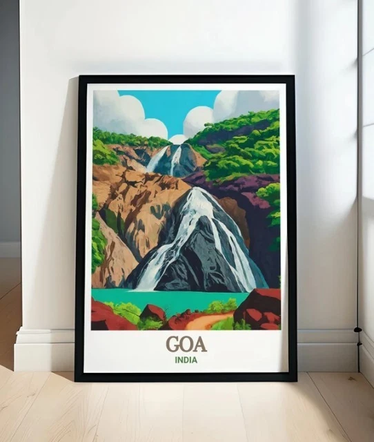 Goa Retro Posters - Vintage Travel Prints Of Dudhsagar Falls NO FRAMED ...