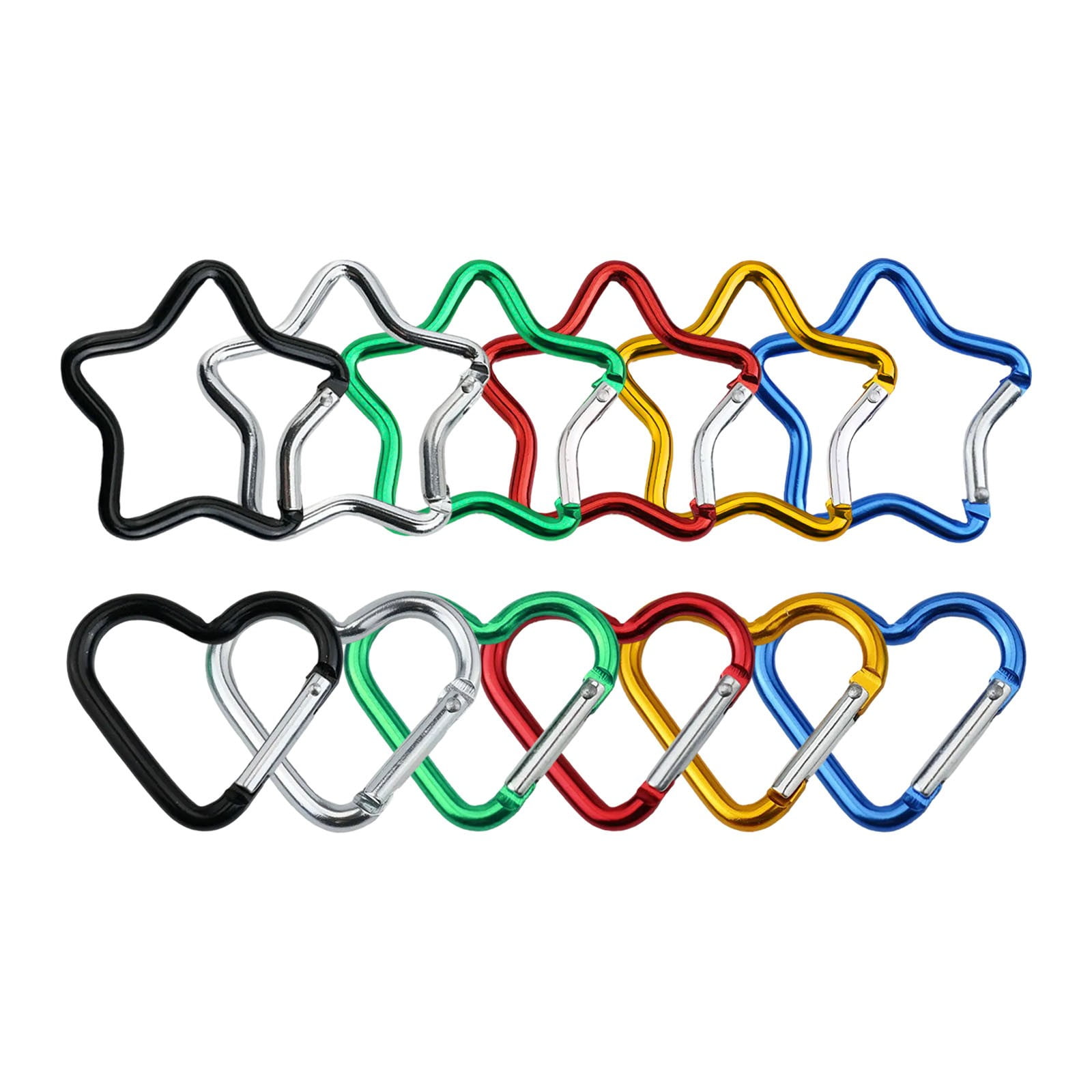 Goader 12pc Carabiner Small Key Chain Heart+Star Key Carabiner for ...