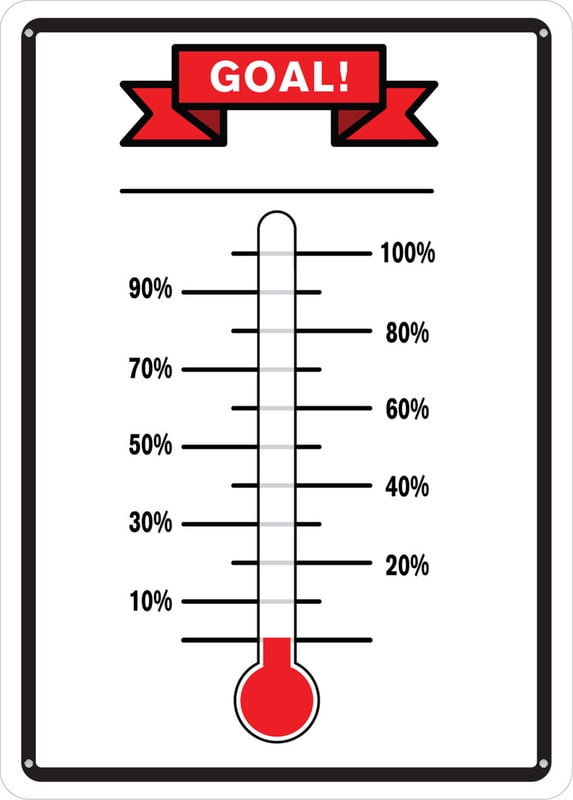 Goal Fill In Thermometer Percentages Portrait Dry Erase Sign For Home ...