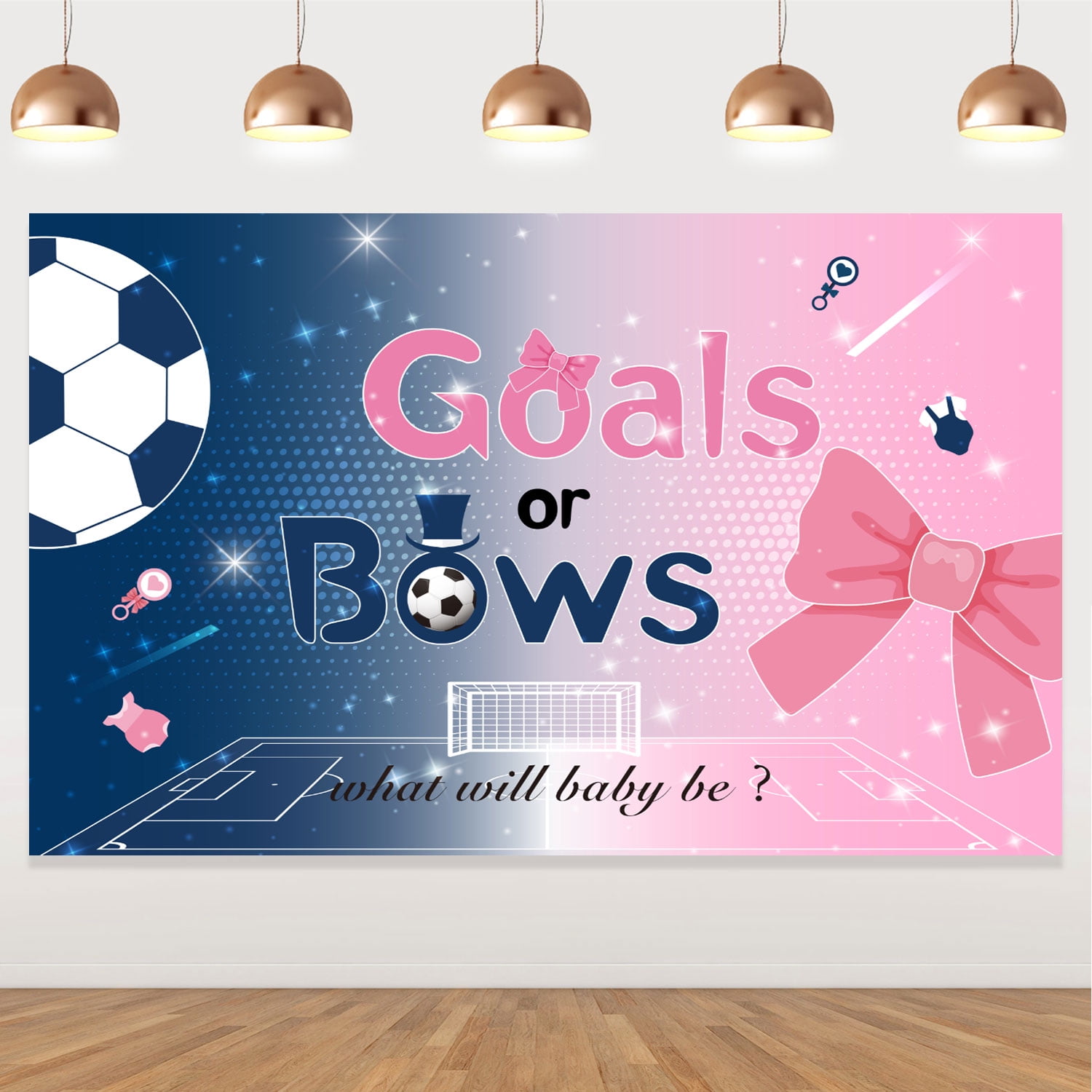 Goals or Bows Soccer Football Themed Backdrop Gender Reveal Party ...