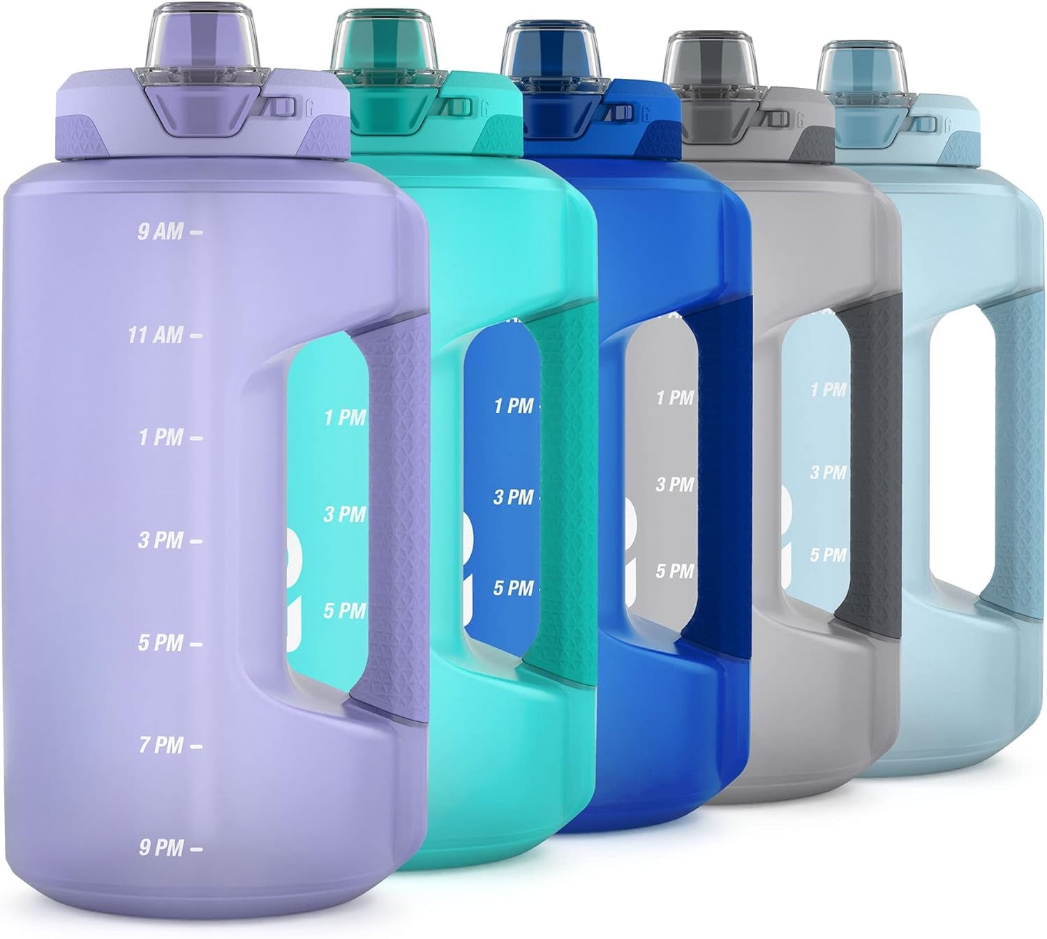 Goals Large Water Bottle Jug with Time Marker & Handle for All Day ...