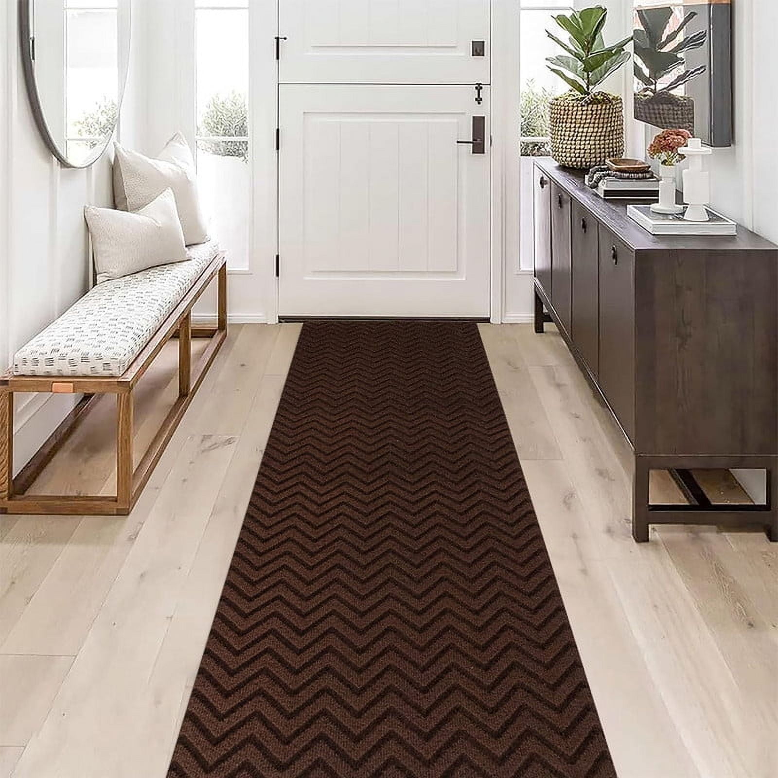 Goasis Lawn 2' x 6' Brown Runner Rug Indoor Non Slip Carpet for ...