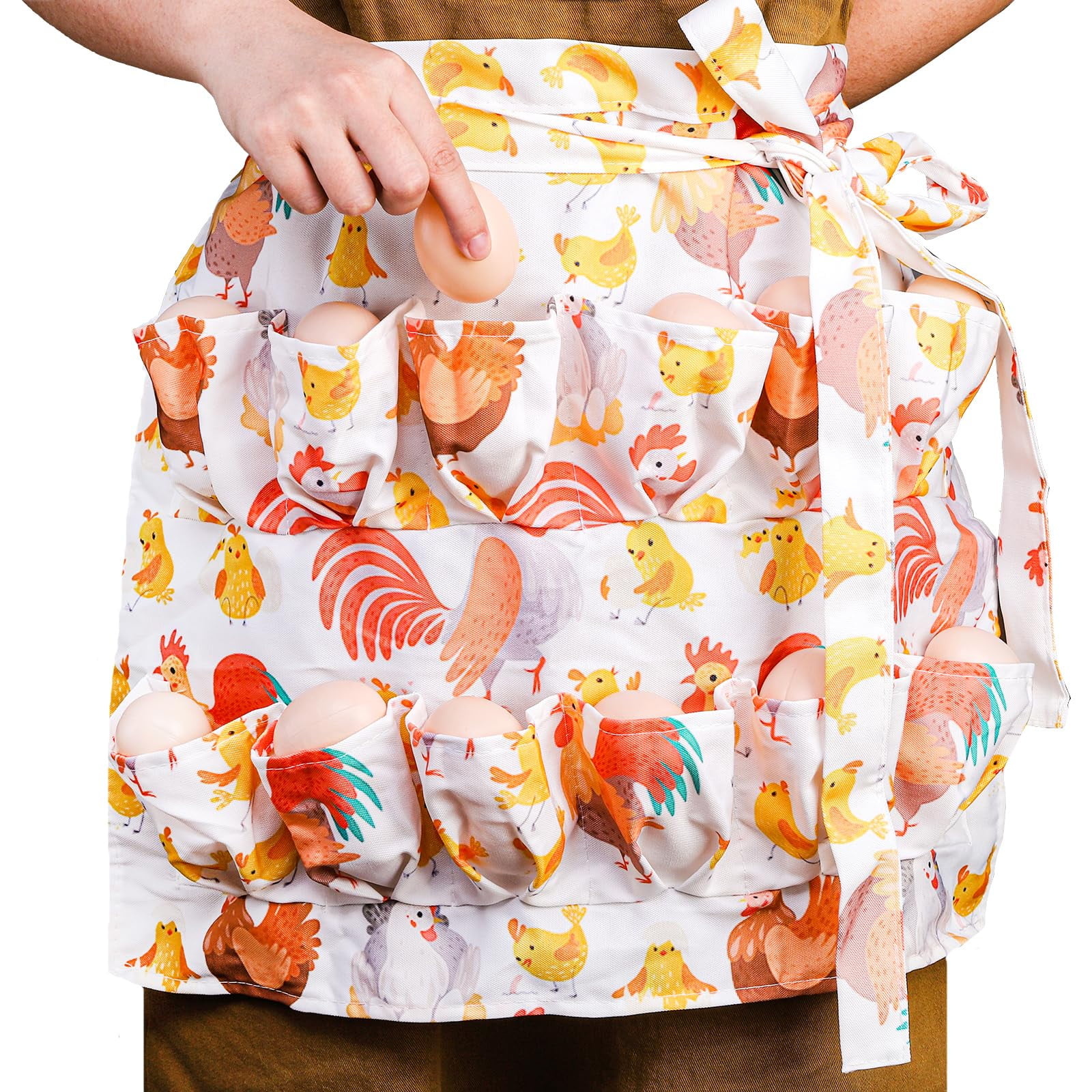 Goaste Egg Collecting Apron for Adults, 12 Deep Pockets Egg Holding ...