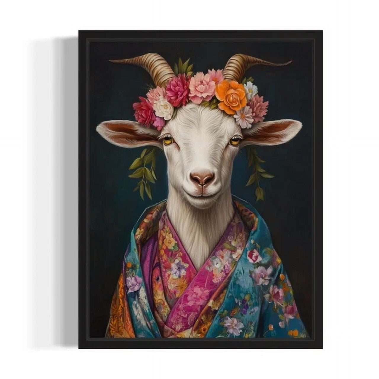 Goat Animal With Flowers Bathroom Art Print Poster Wall Art Painting NO ...