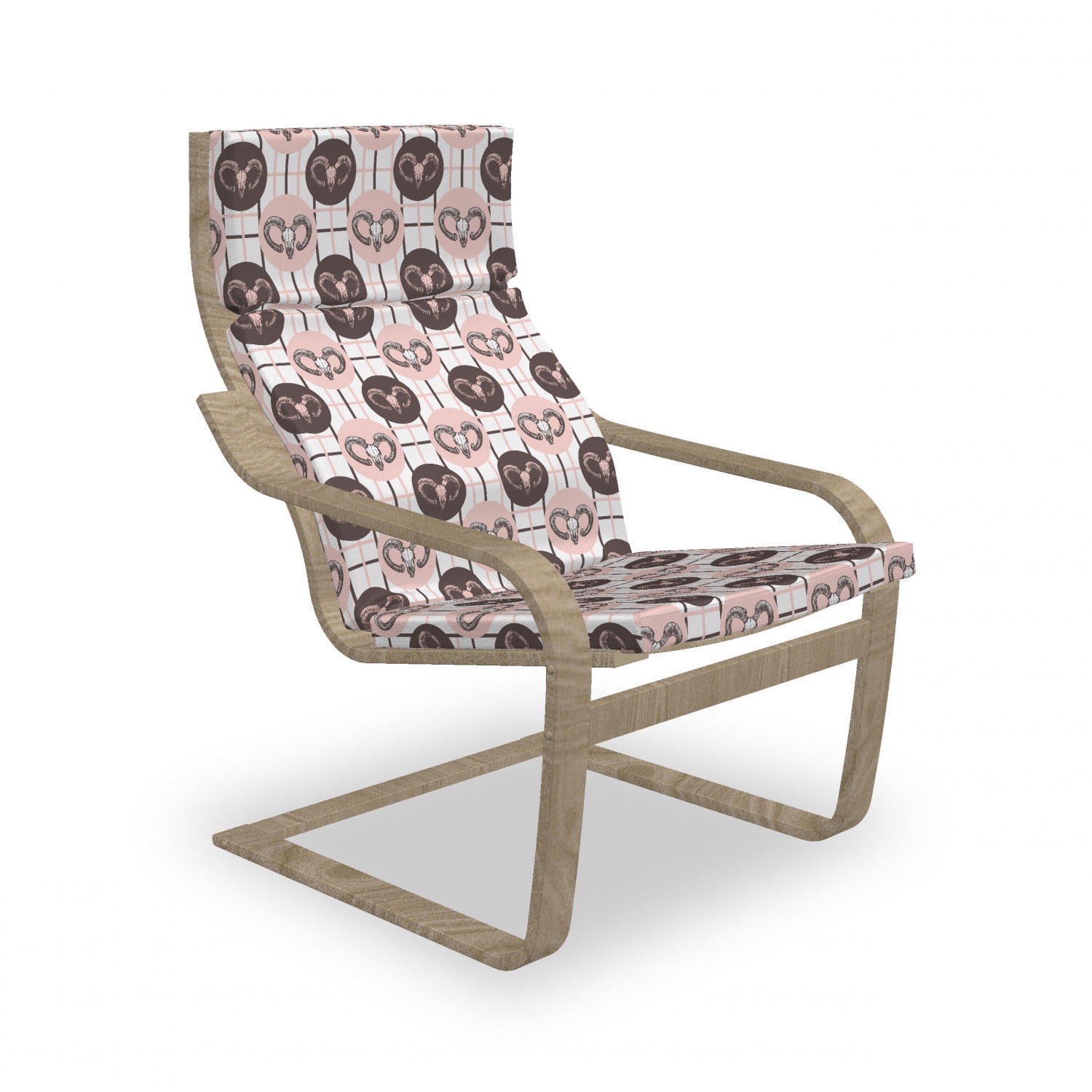 Goat Armchair Pad and Slipcover, Composition of Animal Faces in Circles ...
