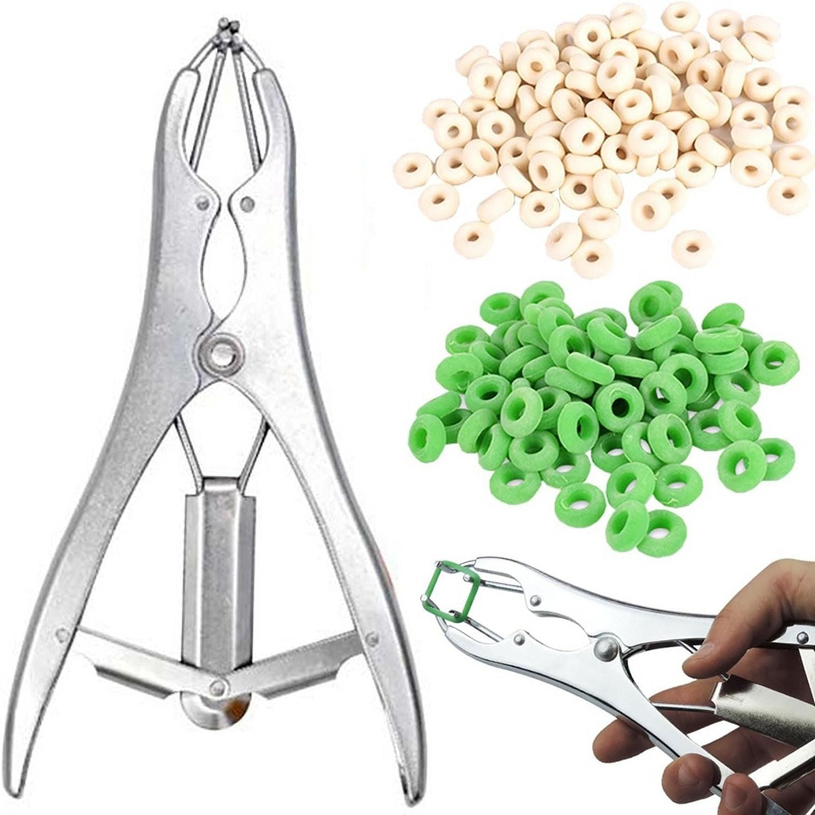 Goat Banding Kit, Banding Snap Clamps with 150 Pieces 2 Size Rings ...