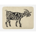Goat Bath Mat, Tribal Tattoo Style Ornamental Goat with Curves Waves ...
