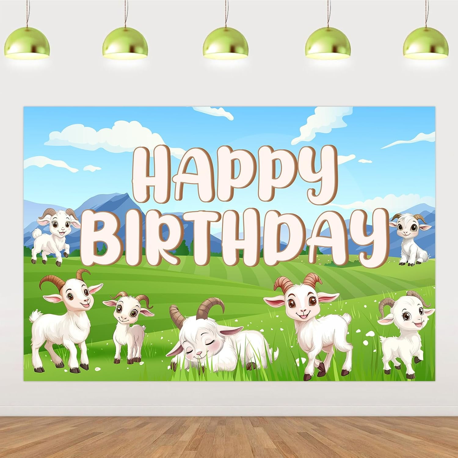 Goat Birthday Decorations, Goat Theme Happy Birthday Backdrop Banner ...