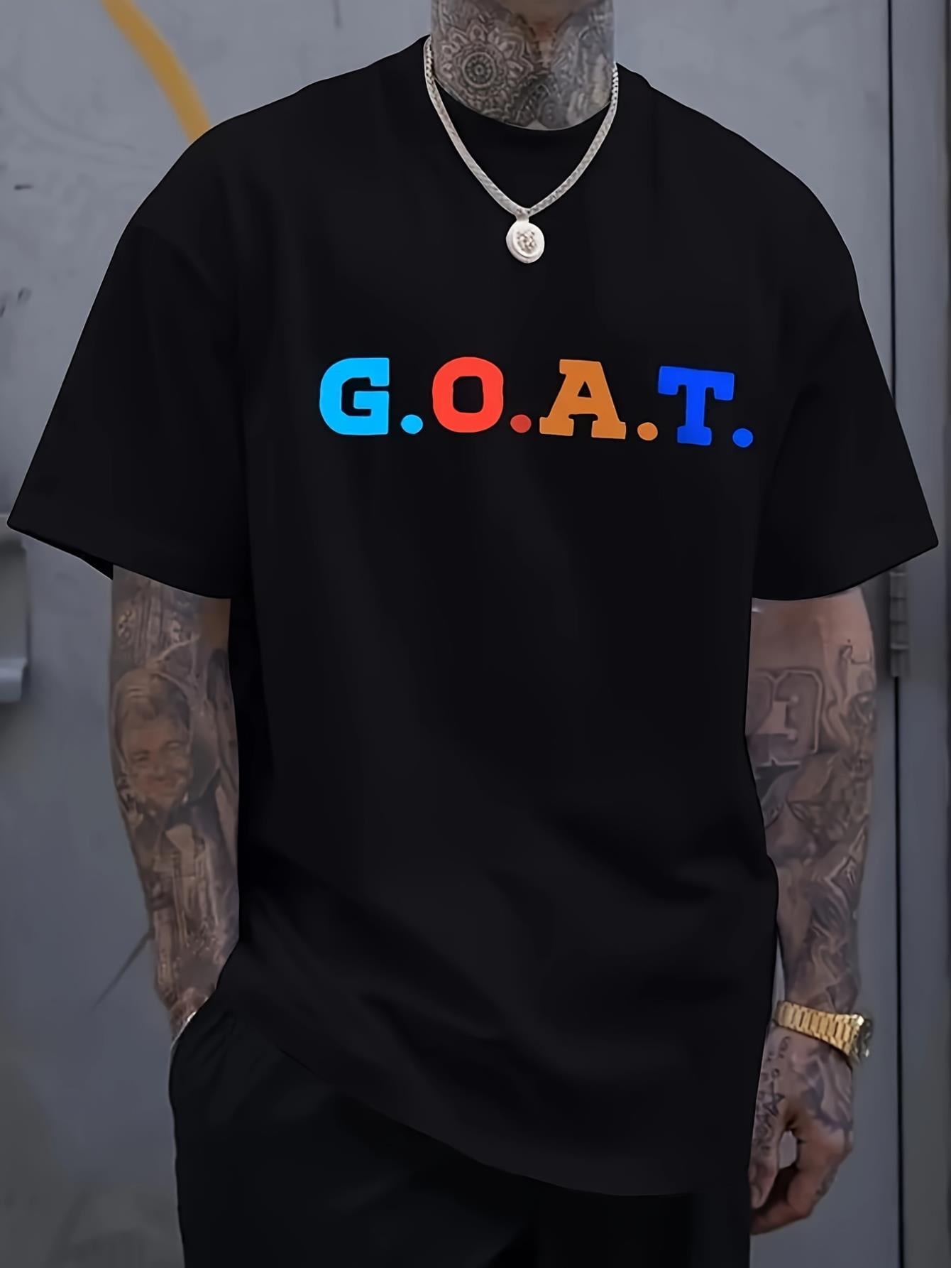 Goat Creative Print T-Shirt - Relaxed Fit, Unique Novelty Design, Short ...