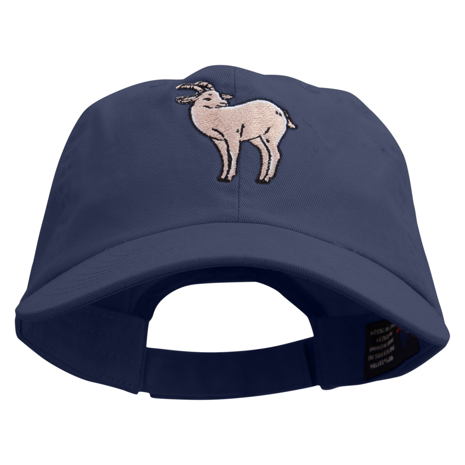Goat Embroidered Low Profile Dyed Cotton Twill Cap - Navy OSFM ...