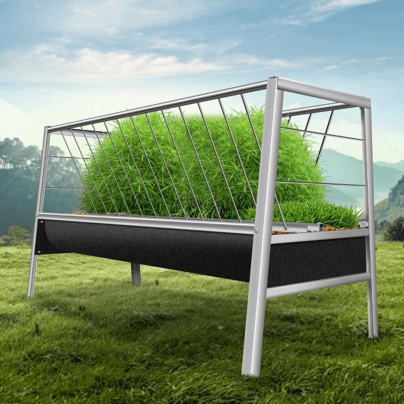 Goat Feeder, 5-Feet Long Hay Feeder with All Steel Frame & Deeper ...