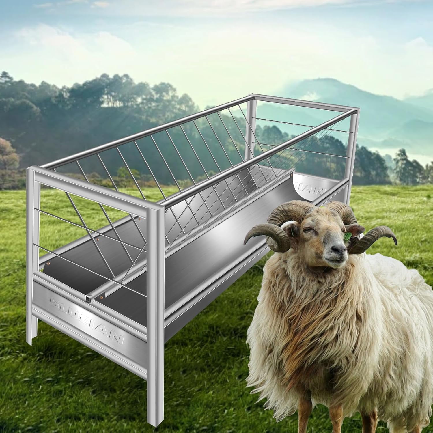 Goat Hay Feeder, 86 Gallon Multiple Sided Goat Hay Rack, 61.8'' x 26.6'' x 35'' Heavy Duty Alloy ...