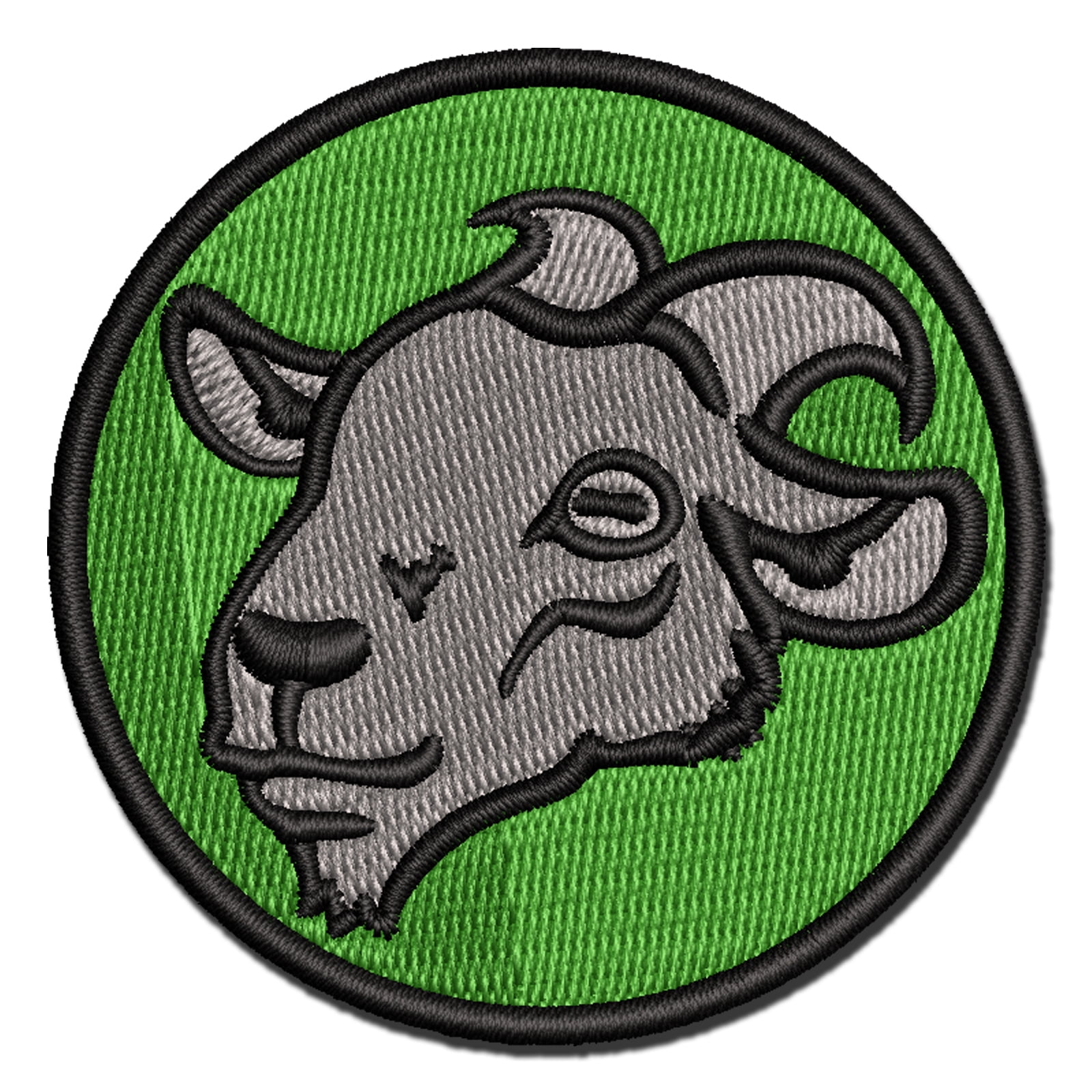 Goat Head Applique Multi-Color Embroidered Hook & Loop Patch - 2.0 Inch ...