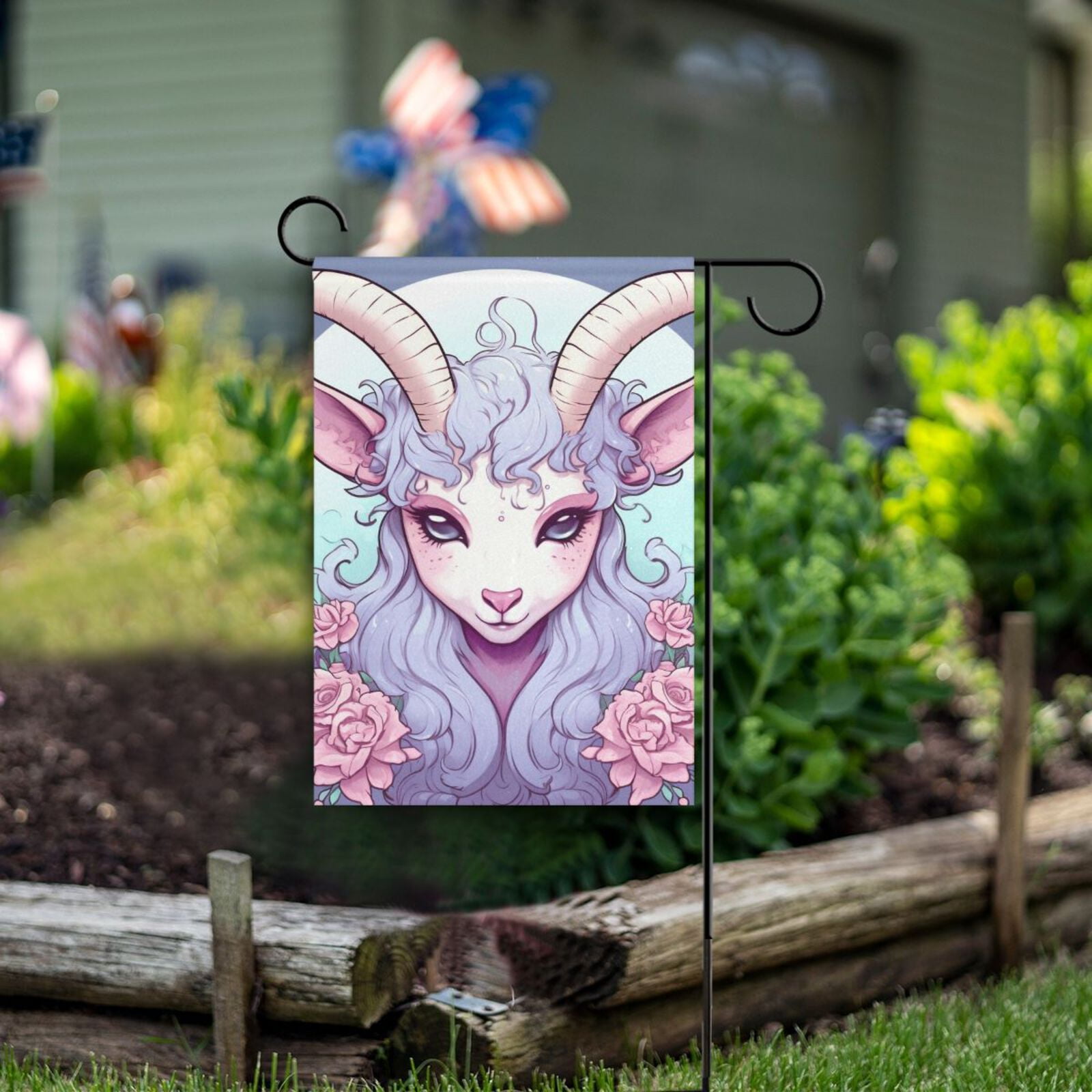 Goat Head Roses Flowers Garden Flag Double Sided Outdoor Banners for ...