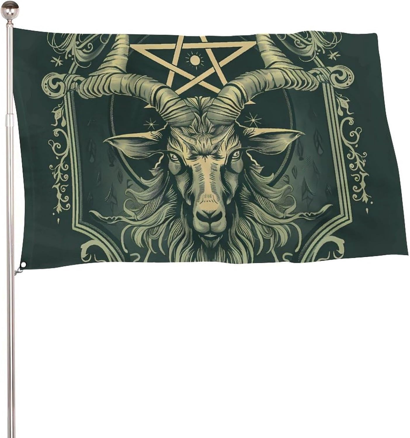 Goat Head and Pentagram Symbol Funny Garden Flag 3x5 ft Holiday Flag ...