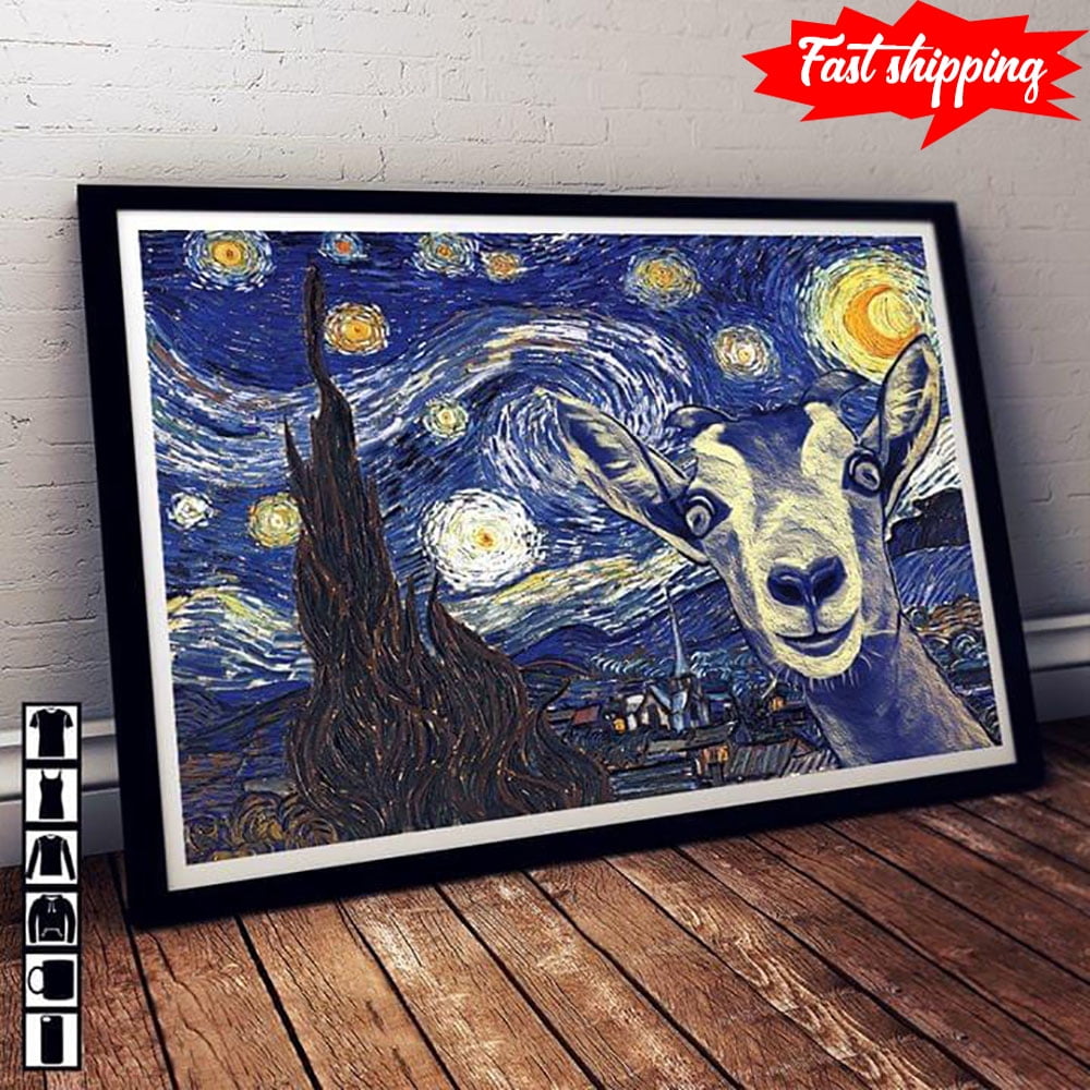 Goat In The Starry Night Vincent Van Gogh 16 x 24 Inch Poster - Walmart.com