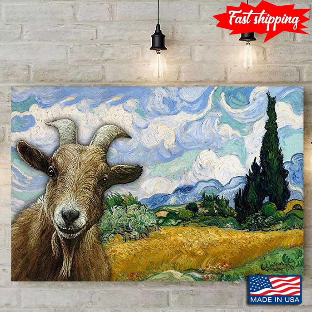 Goat In Wheat Field With Cypresses Vincent Van Gogh 16 x 24 Inch Poster ...