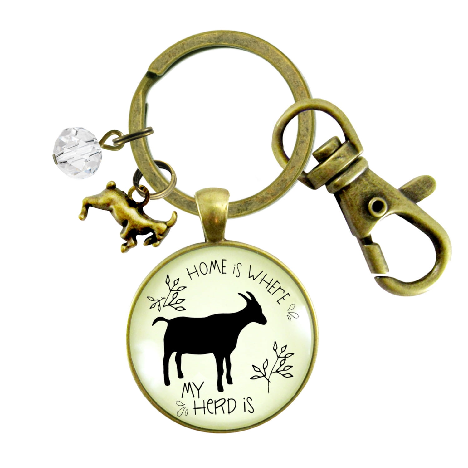 Goat Keychain Home is Where Your Herd is Jewelry Farmhouse Style ...