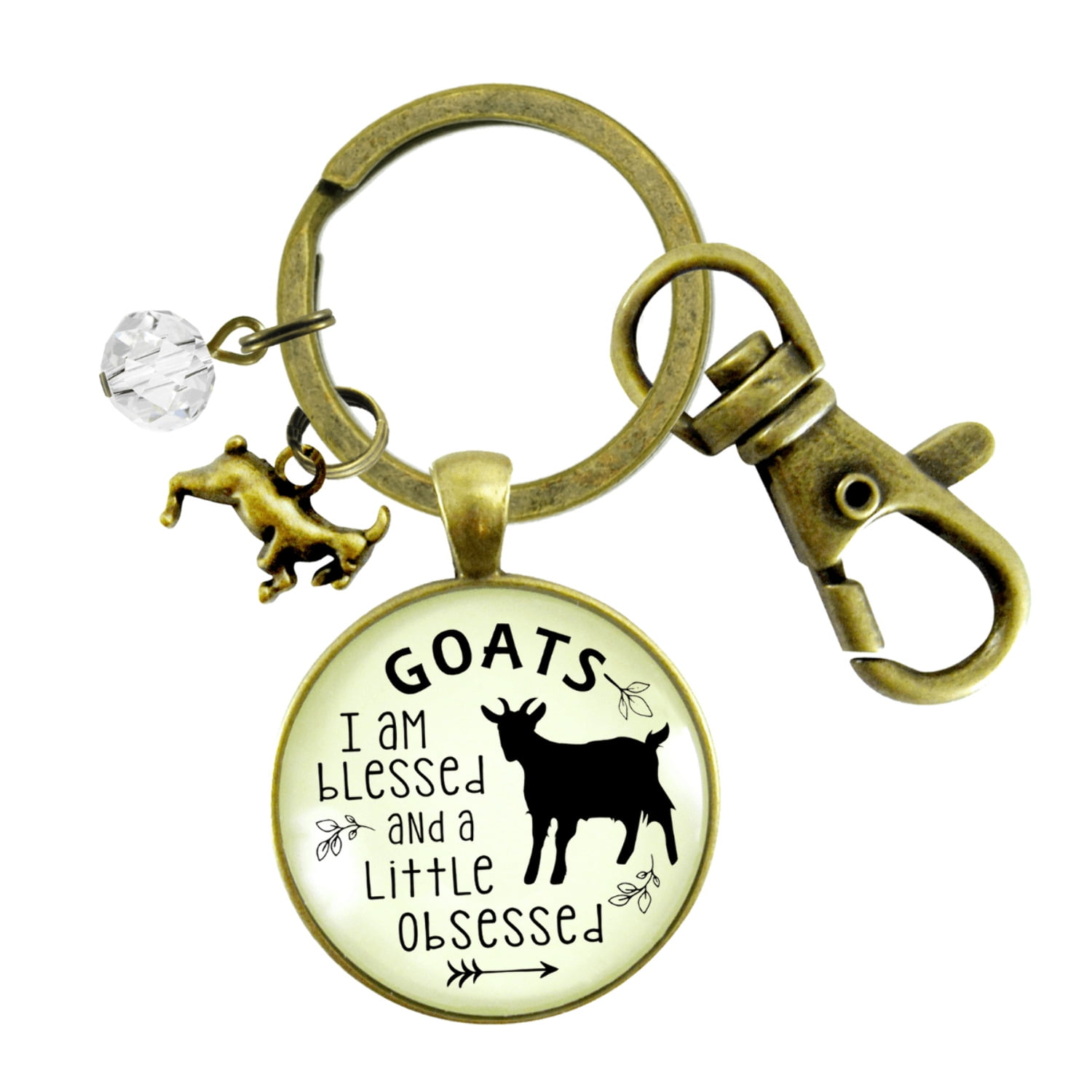 Goat Keychain Obsessed Farm Animal Gutsy Goodness Female Adult Bronze ...