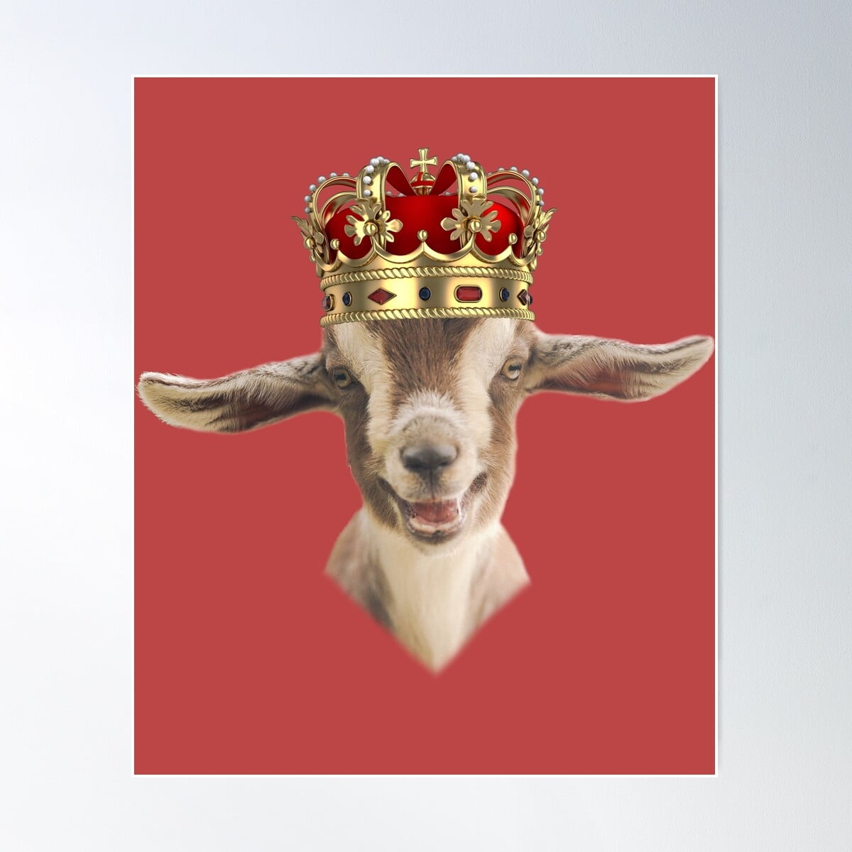 Goat King With Crown Poster Wall Art, Modern Wall Decor For Living Room ...