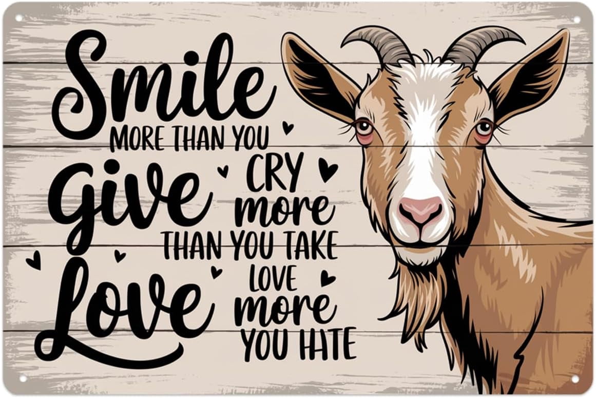 Goat Lover Vintage Metal Tin Sign Cute Goat Wall Decor for Home Garden ...