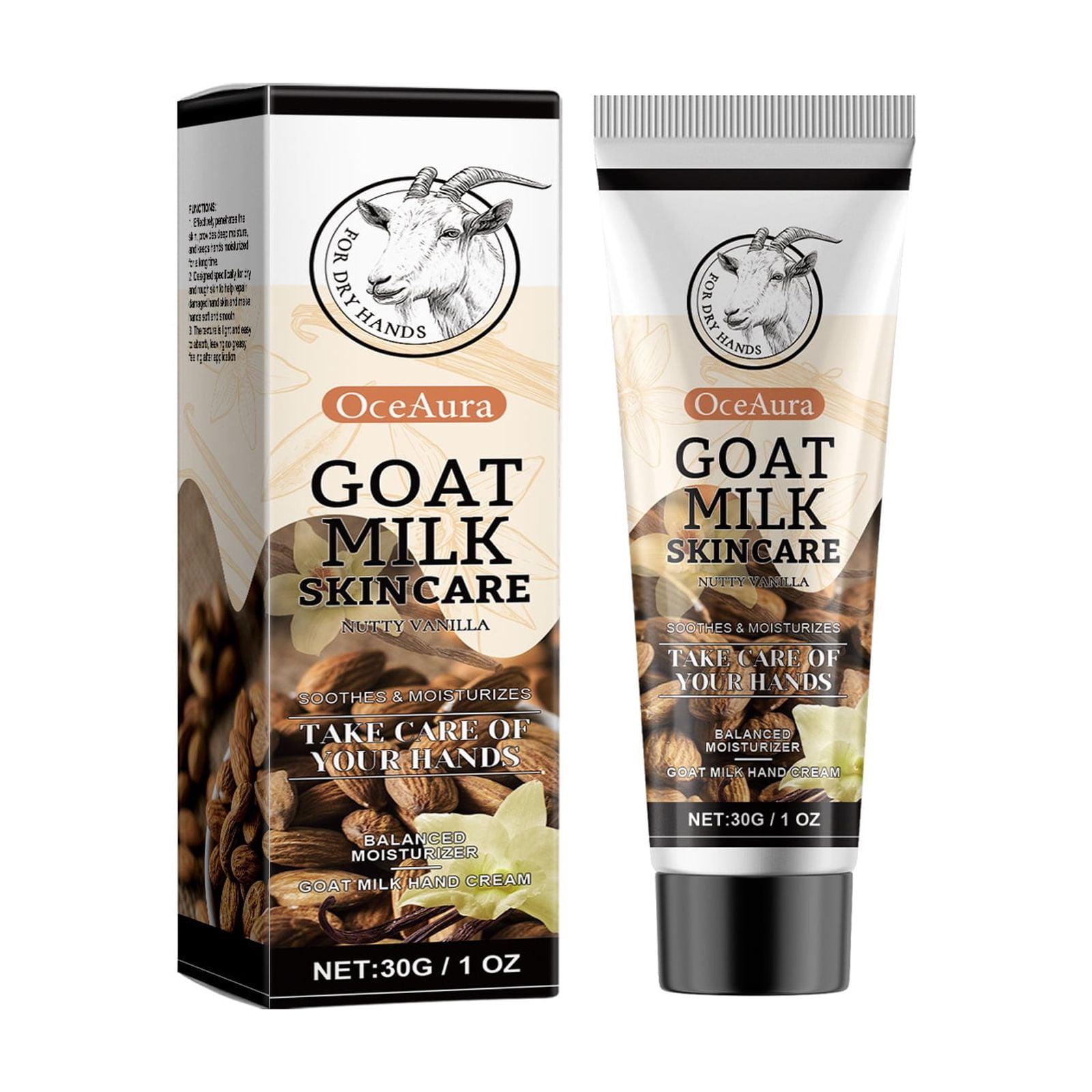 Goat Milk Hand Cream - Nourishing, Moisturizing Formula with Nutty Vanilla Scent for Soft ...
