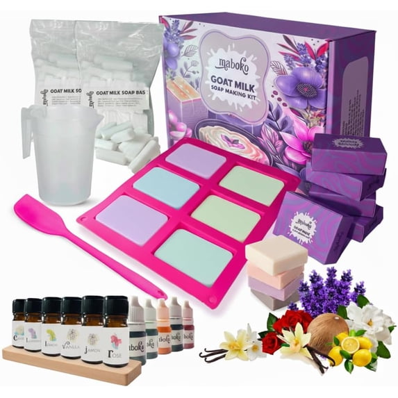 Goat Milk SOAP Making KIT for Adults – 2lb Pre-Cut Base, 6 Colors, 6 ...