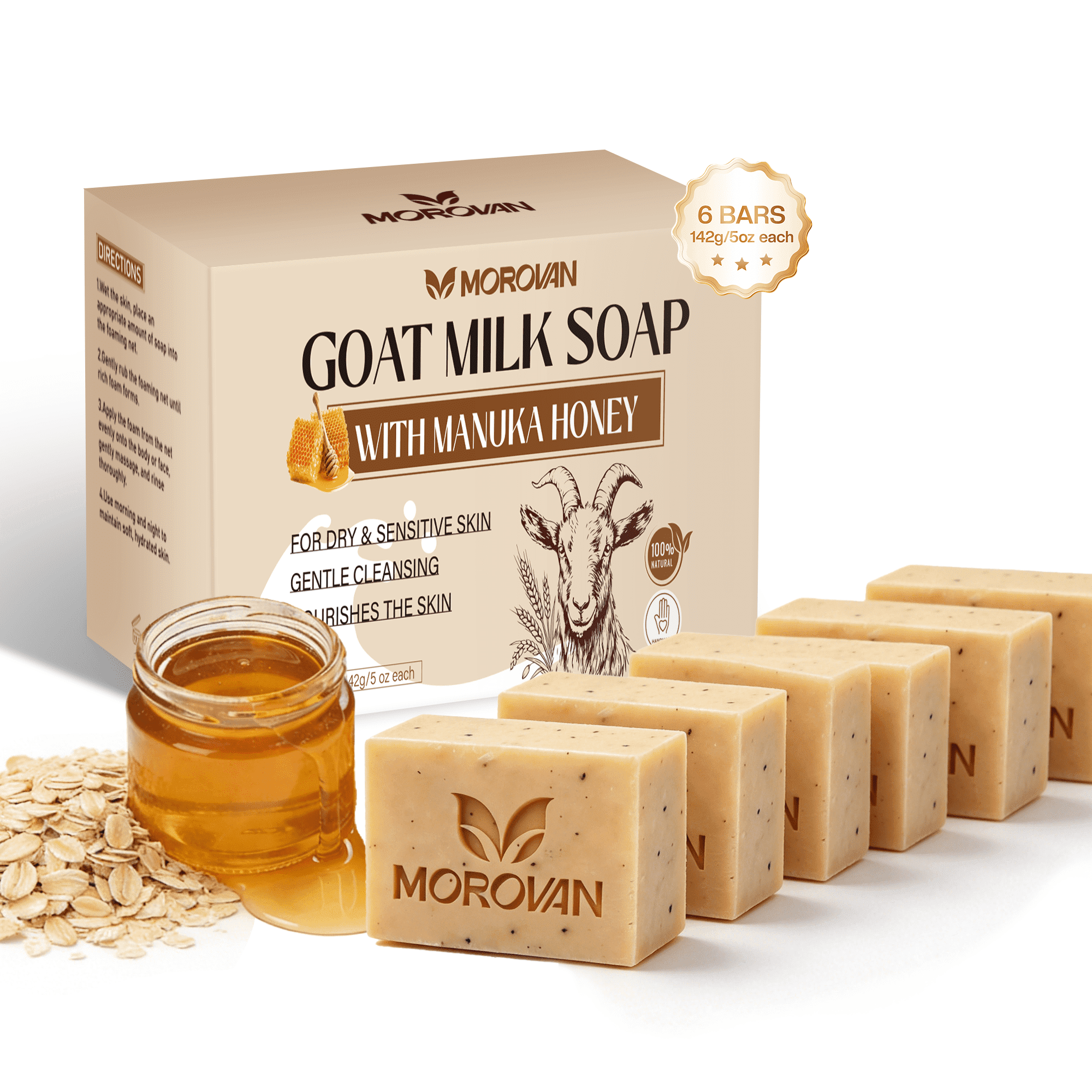 Goat Milk Soap Manuka Honey Moisturizing Bar for Face Body Sensitive ...