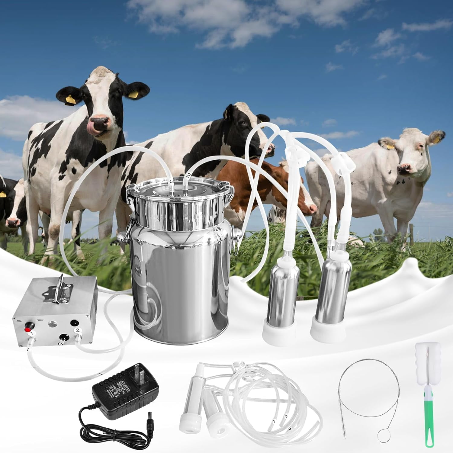 Goat Milker, 14L/3.7Gal Cow Milk Machine Electric | Portable Electric ...