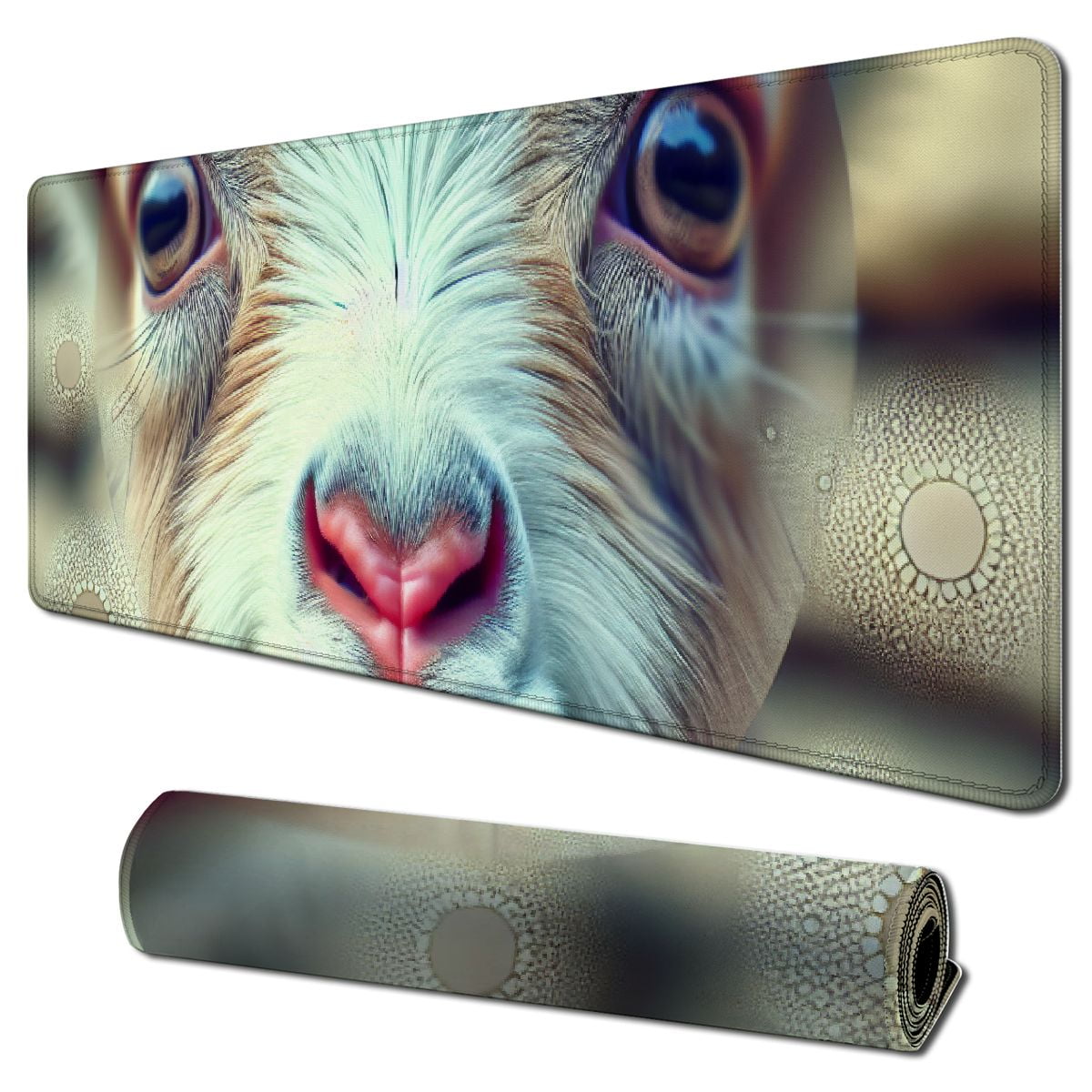 Goat Mouse Pad Cute Animal Funny Sheep Head with White Feather in ...