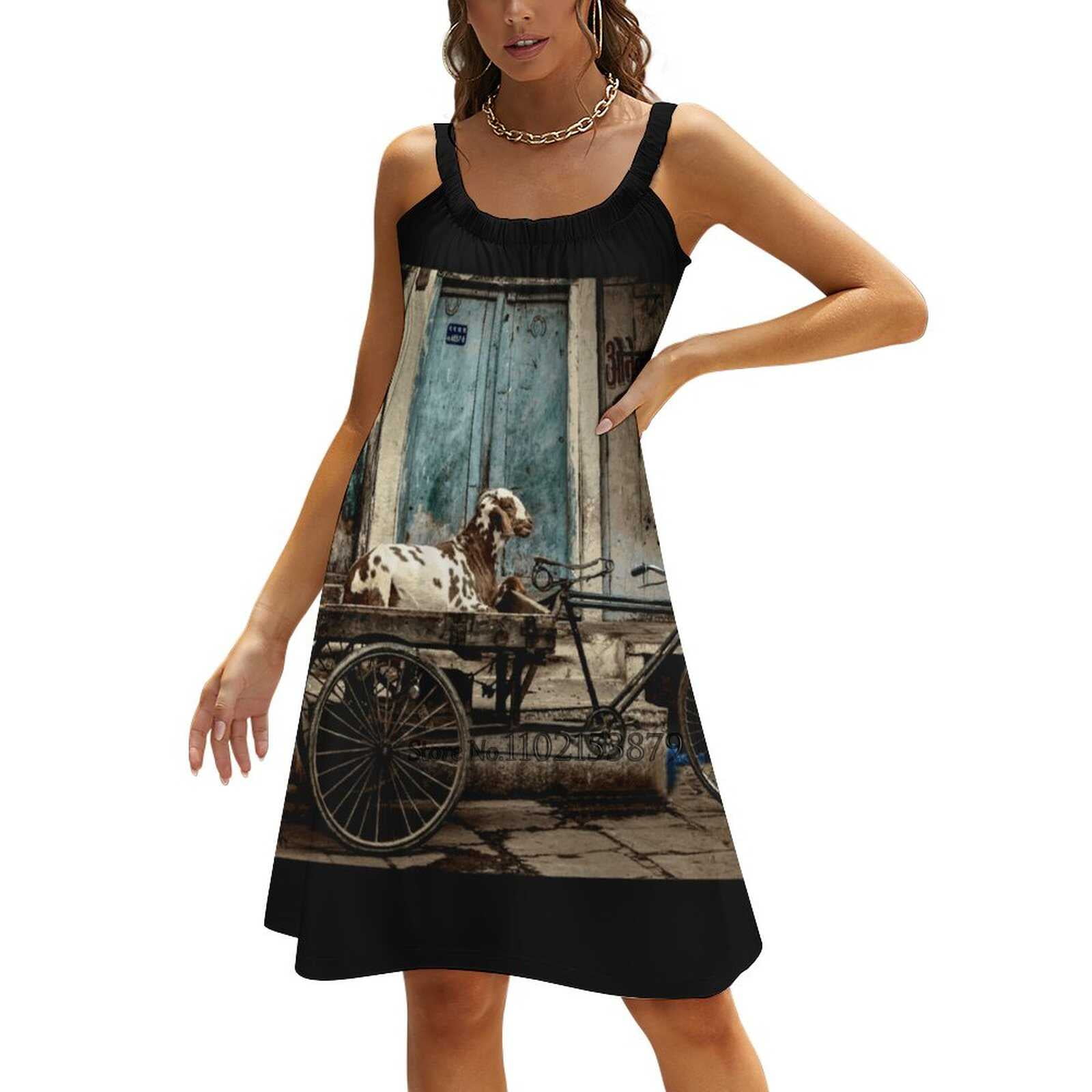 Goat On Wheels Back Lacing Backless Dress Square Neck Dress Fashion ...