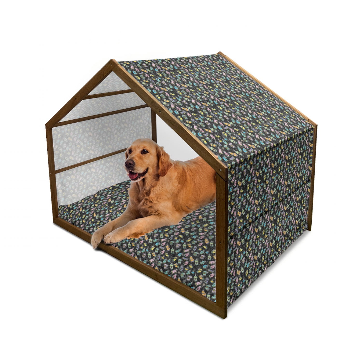 Goat Pet House, Doodle Goats with Long Horns Wearing Colorful Clothes ...