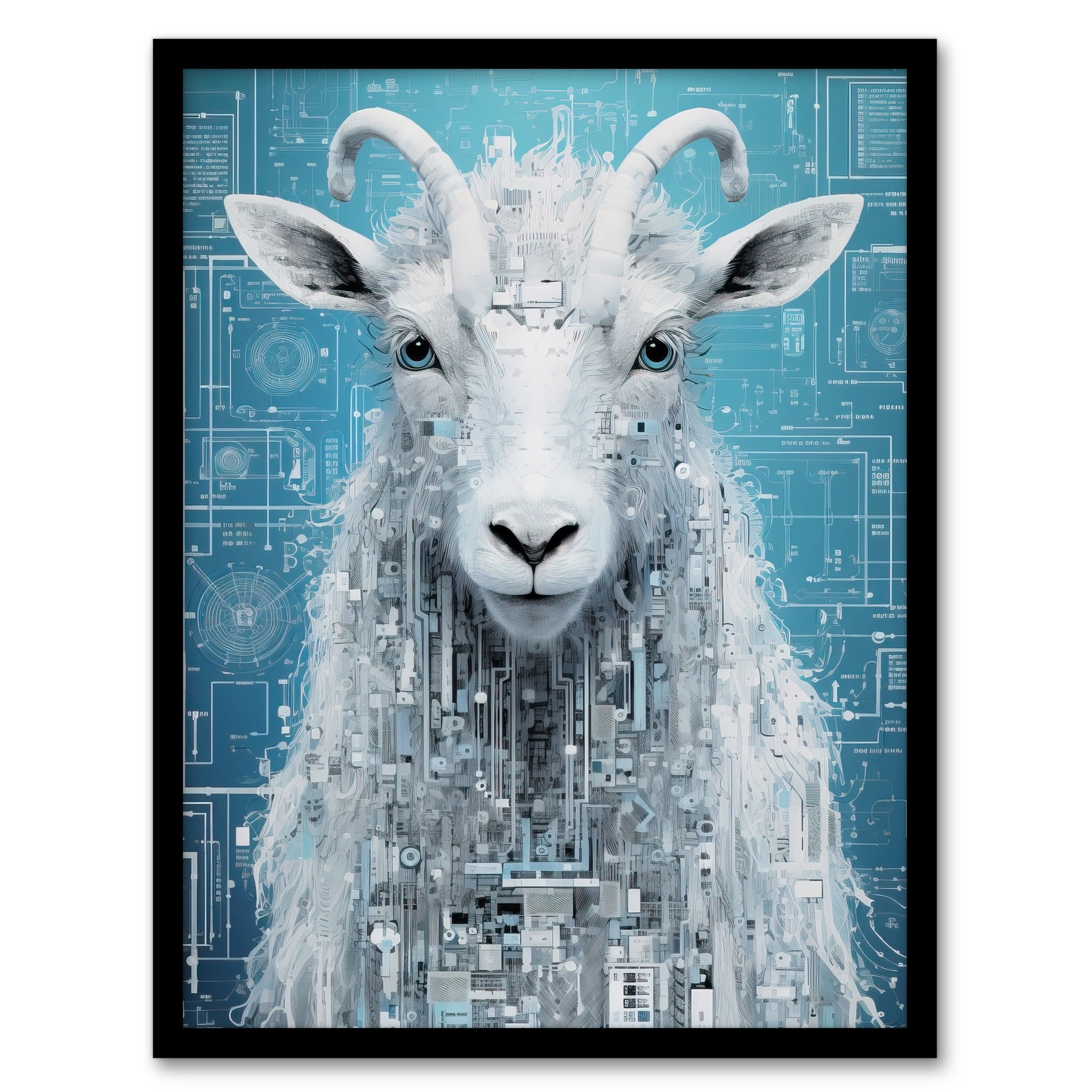 Goat Robot Hybrid Secret Military Schematic Blueprint Futuristic Complex Arcane Manuscript Gift ...
