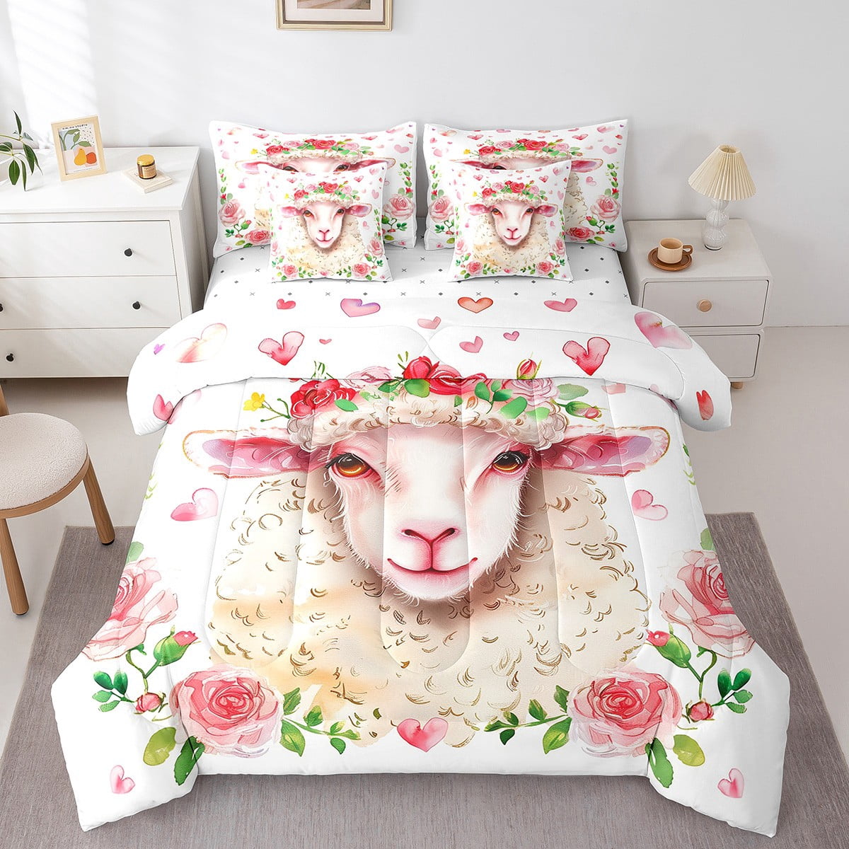 Goat Sheep 7 Piece Comforter Set Full Bed in a Bag,Farm Animals Sheet ...