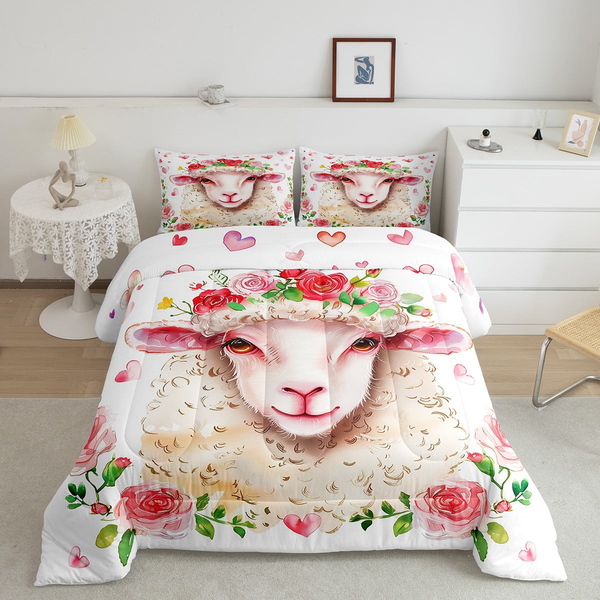 Goat Sheep Comforter Set Farm Animals Quilt Bed Set,Cute Alpaca Twin ...