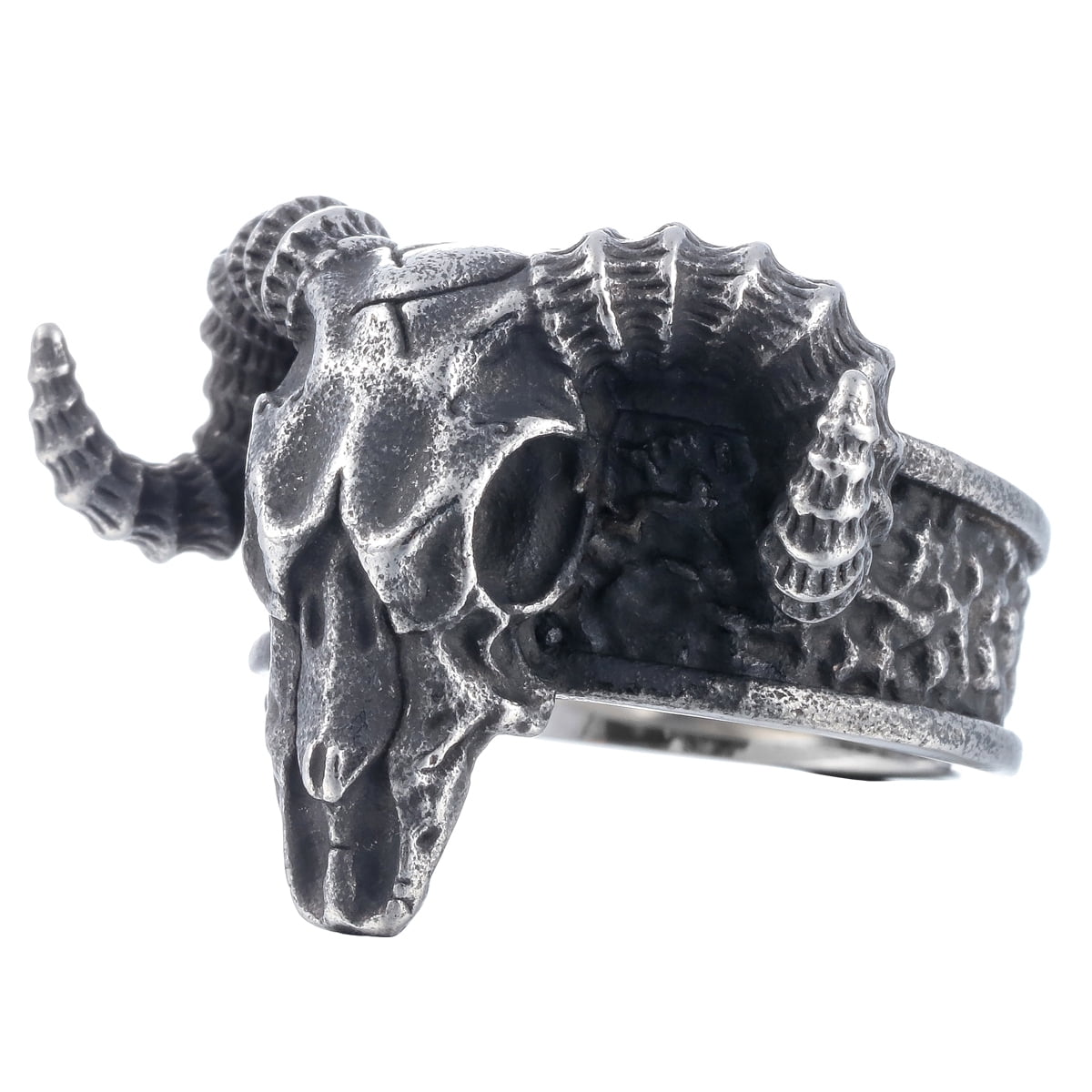 Gothic Goat Skull Ring, Cool Chunky Skeleton Jewelry in Stainless Steel ...