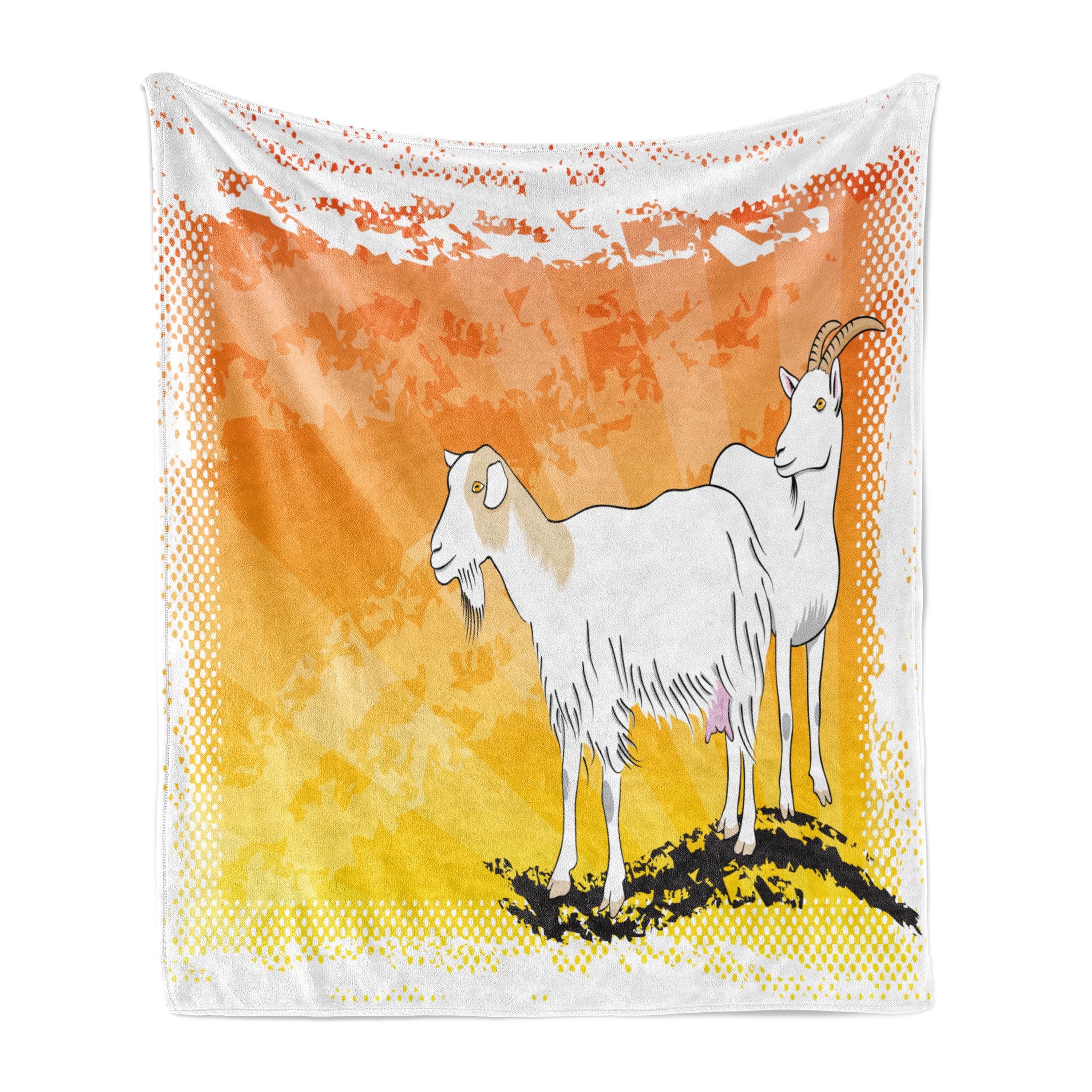 Goat Soft Flannel Fleece Throw Blanket, Horned Animal Ranch Theme 2 ...