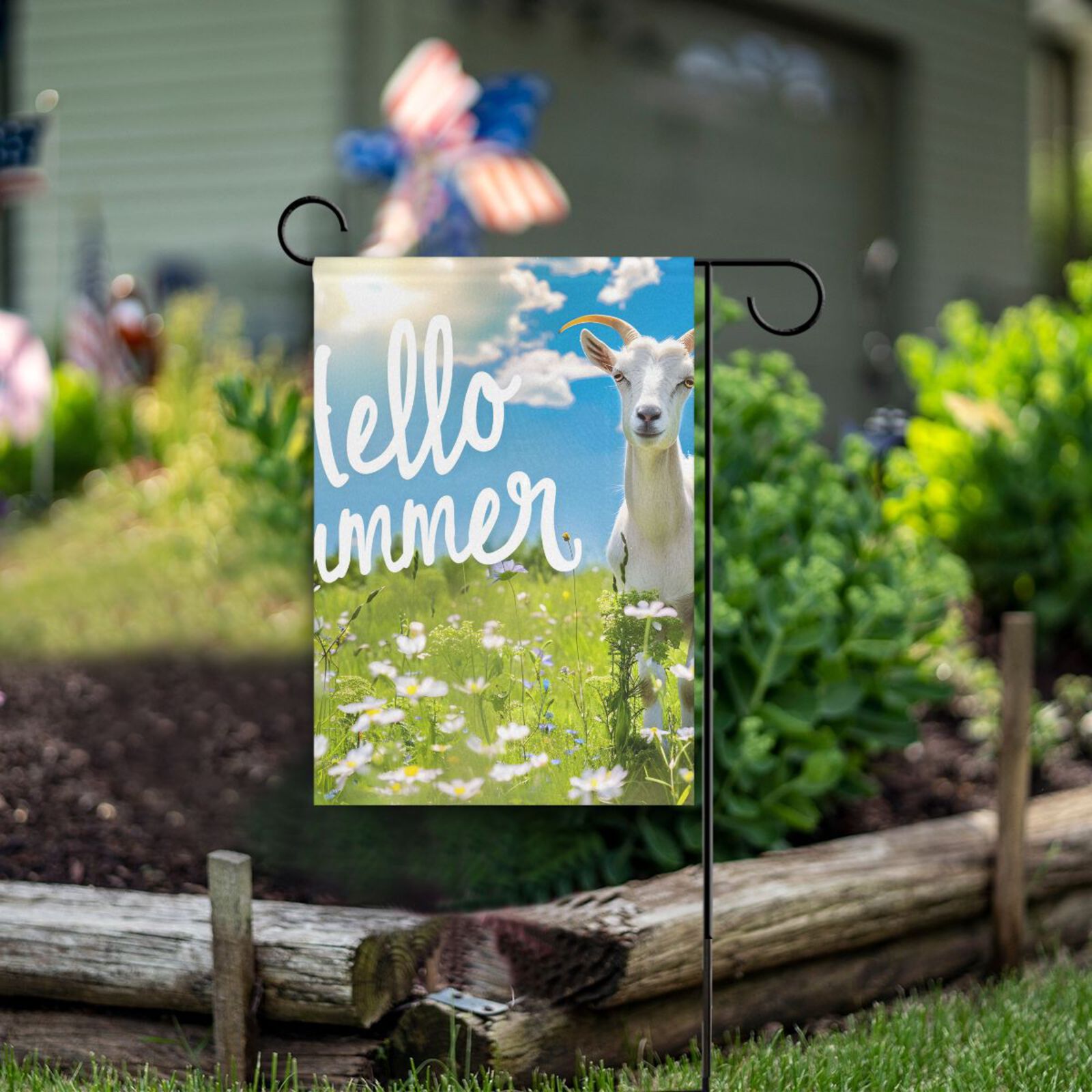 Goat Summer Sheep Greed Garden Flag Double Sided Outdoor Banners for ...