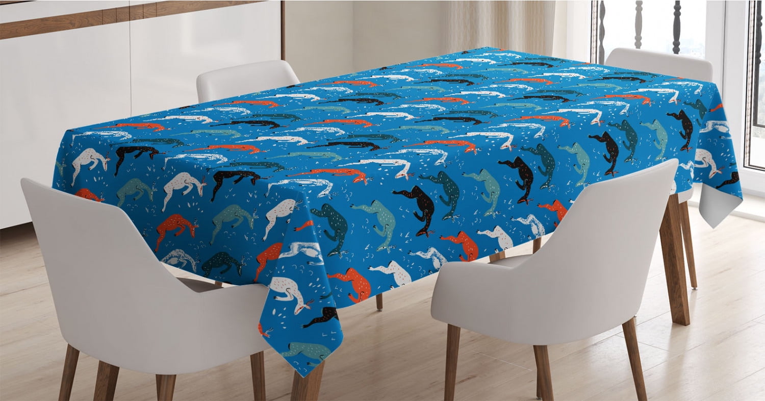 Goat Tablecloth, Repeating Pattern of Jumping Pose Drawn Abstract ...