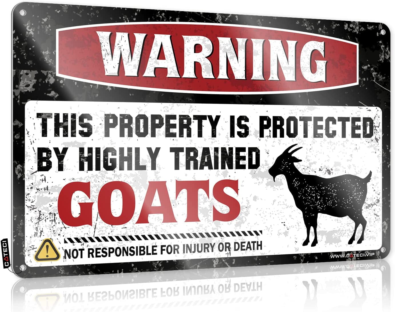 of Goat Warning Sign Funny Goat Sign Decor Tin Sign Novelty Caution ...