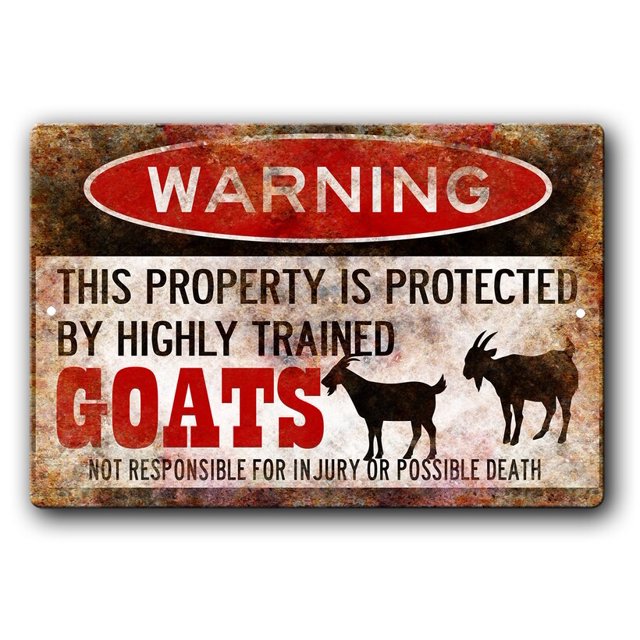 Goat Warning Sign,Funny Metal Sign,Goat Gift,Funny Goats sign,Protected ...