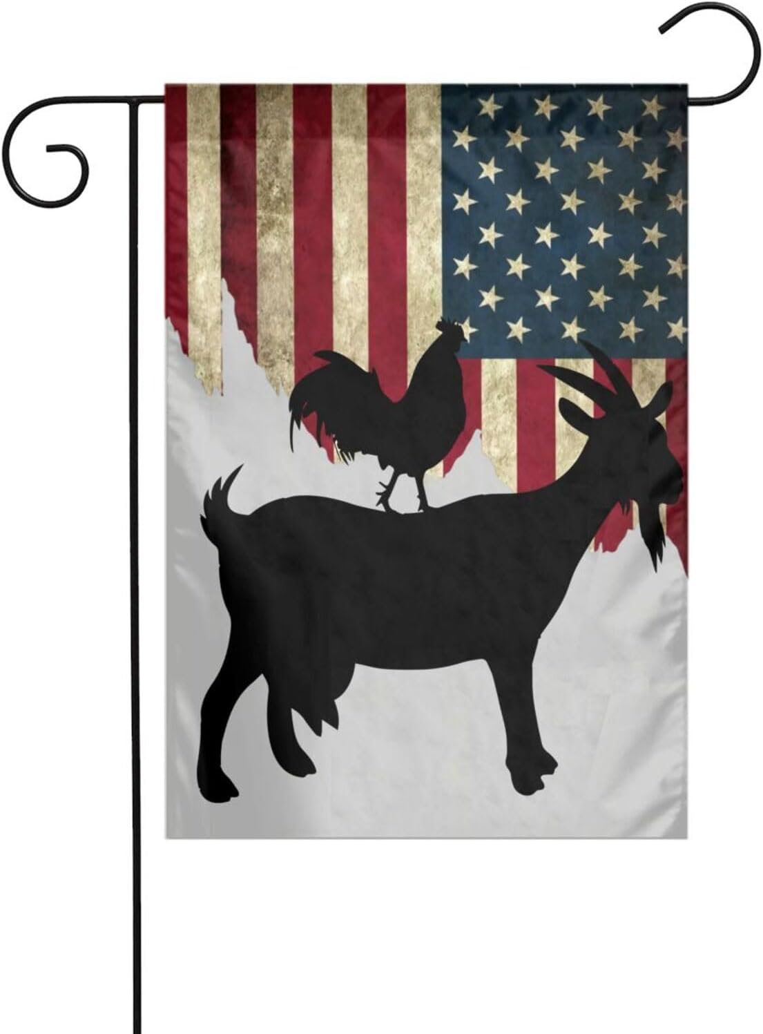 Goat and Rooster Garden Flag Double Sided Flags Banner For Outdoor ...