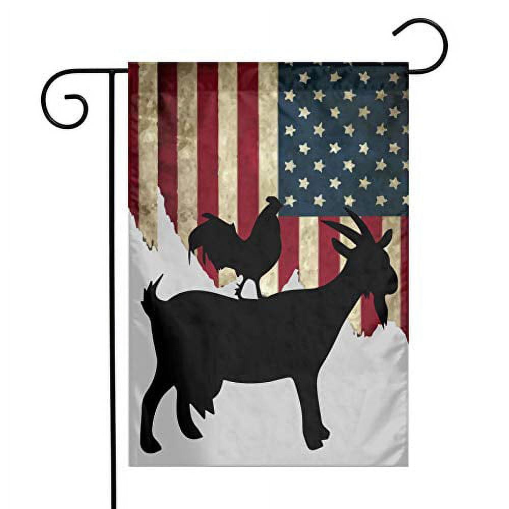 Goat and Rooster Garden Flags Welcome Large Yard Double Sided House ...