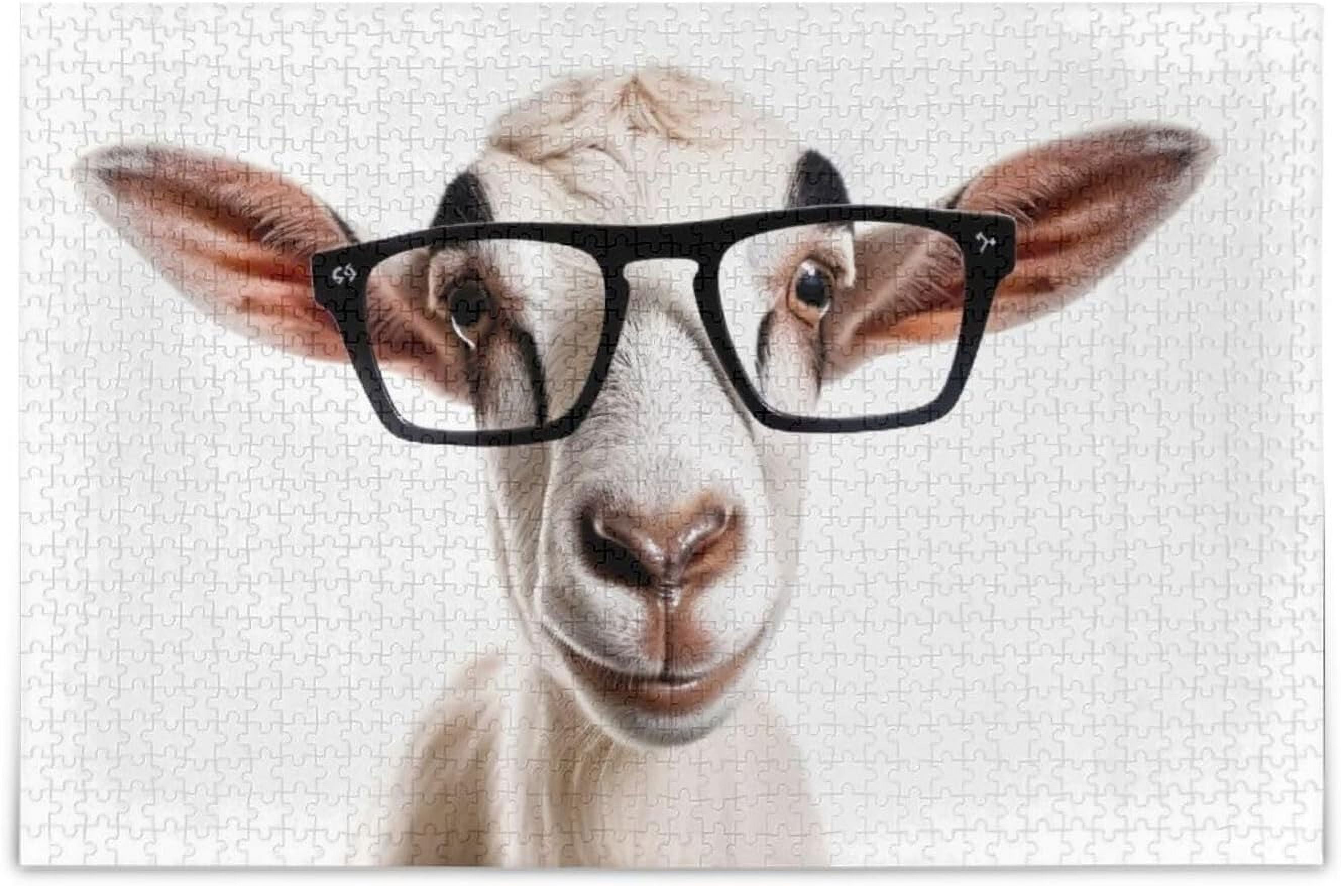 Goat in Glasses Jigsaw Puzzles for Adults 1000 Pieces, Die-Cut Puzzle ...